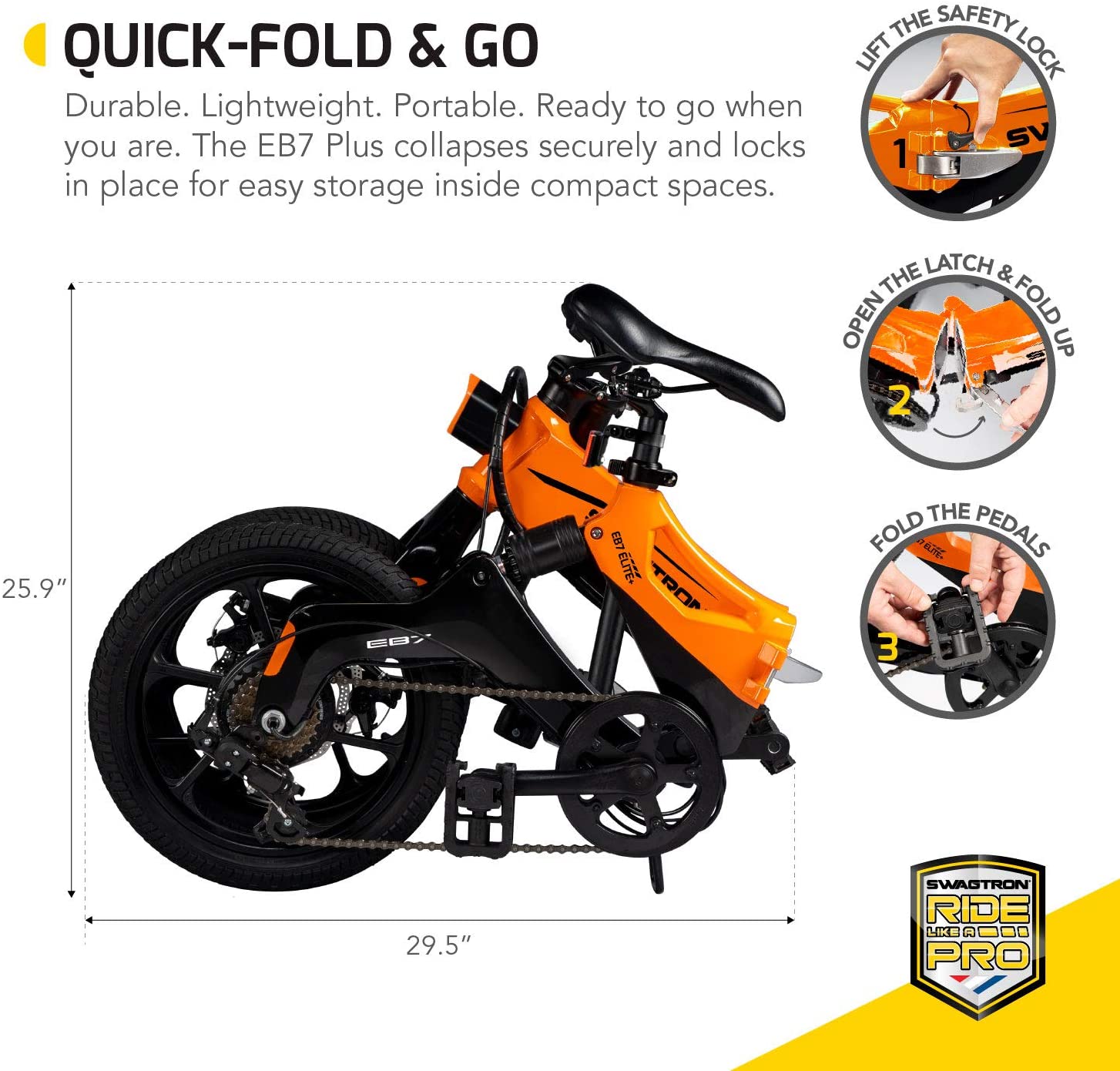 Swagtron EB-7 Elite Plus Electric Bike with 7-Speed Gear Shift ...