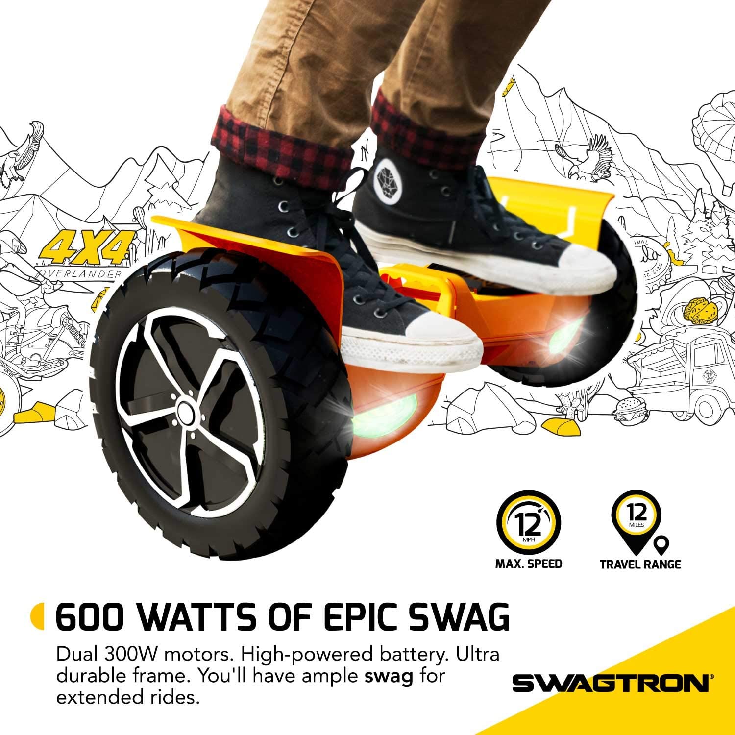 SWAGTRON T6 OFF-ROAD 10" Hoverboard with Auto Balancing and Bluetooth ...